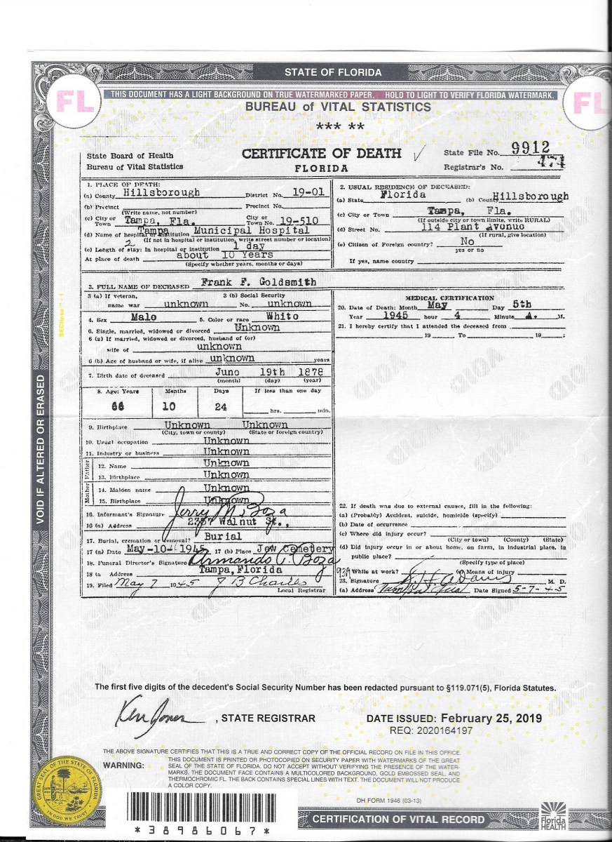 Jacob Goldsmith, The final chapter: What happened to his son Frank ...